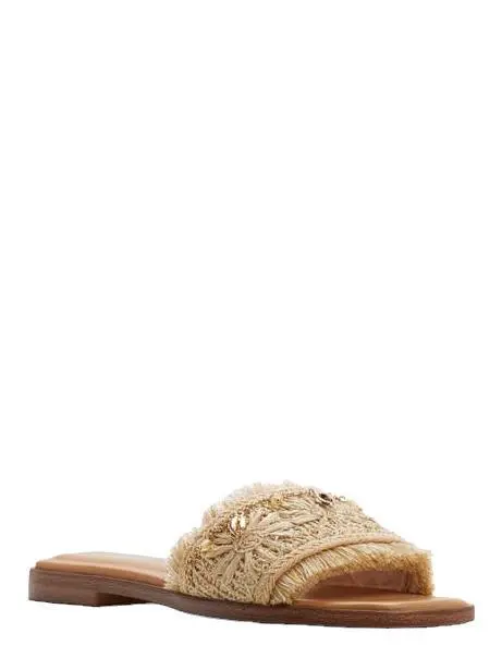 Aldo Aurana Embellished Slide Sandal - Natural