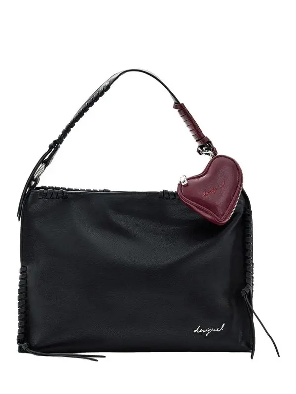 Desigual Faux Leather Shoulder Bag With Pouch - Black