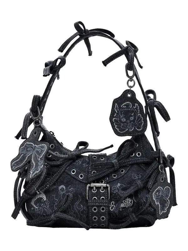 Desigual Y2k María Escoté Denim Shoulder Bag - Black