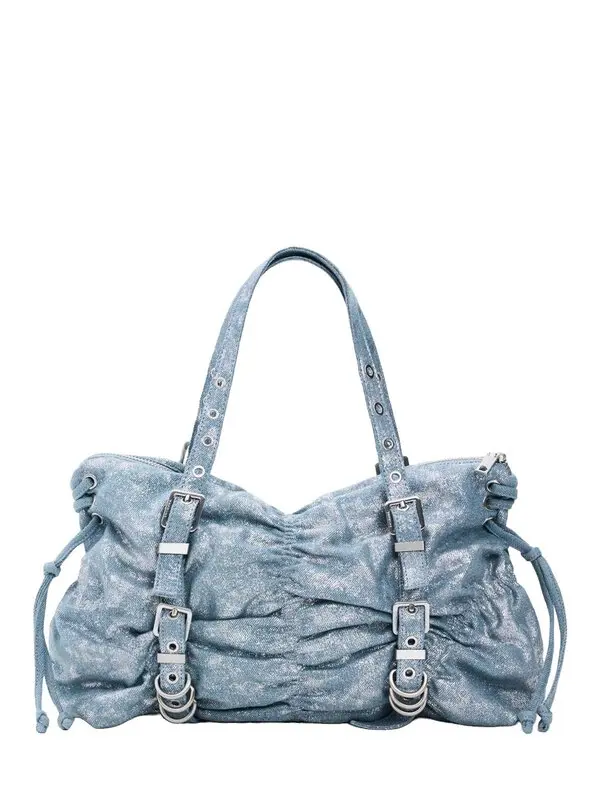 Desigual Ruched Denim Shoulder Bag - Blue