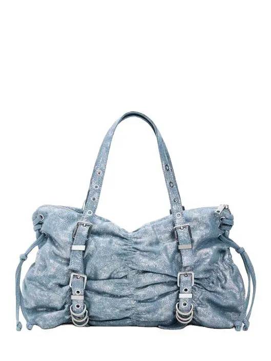 Desigual Ruched Denim Shoulder Bag - Blue