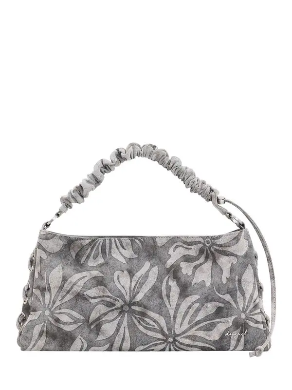 Desigual Floral Shoulder Bag With Ruched Strap - Black