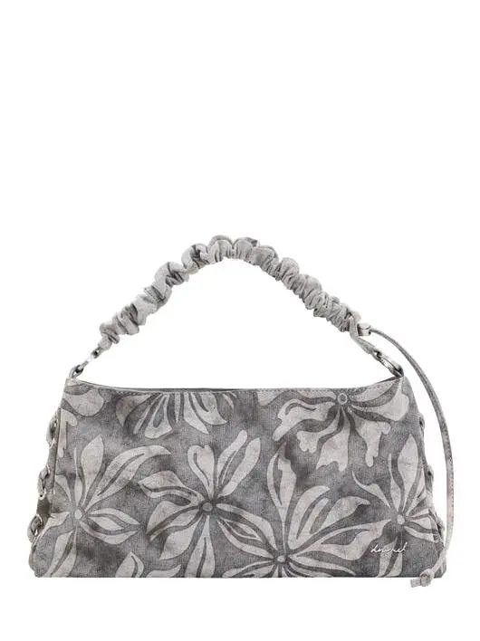 Desigual Floral Shoulder Bag With Ruched Strap - Black