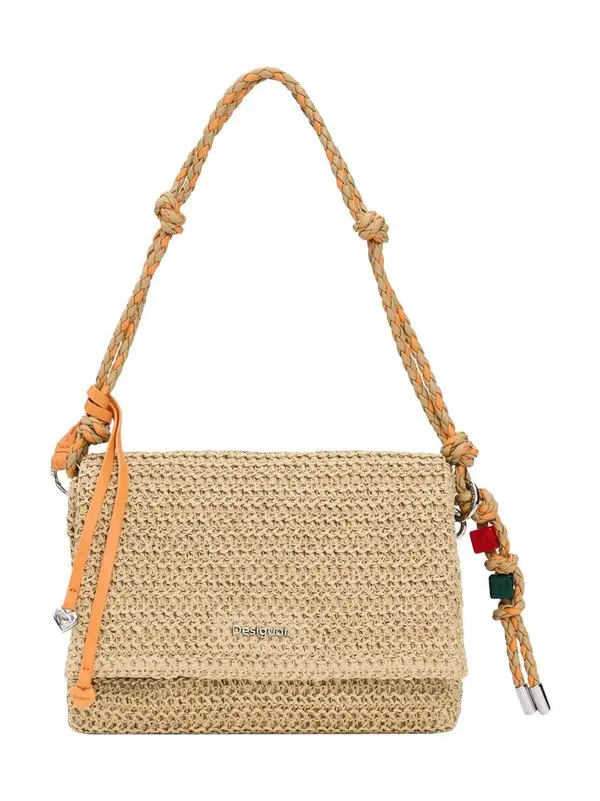 Desigual Raffia Crossbody Bag - Dark Beige