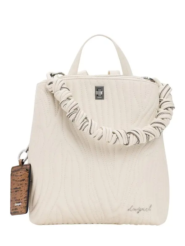 Desigual Embroidered Convertible Mini Backpack - Medium Beige