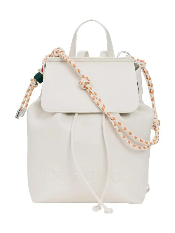 Desigual Mini Logo Embossed Convertible Backpack - Medium Beige