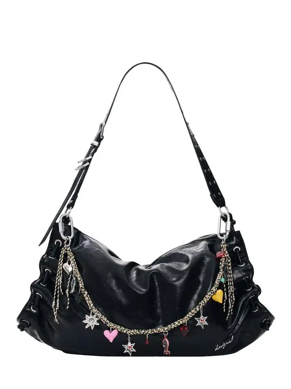 Desigual Charm Strap Faux Leather Shoulder Bag - Black