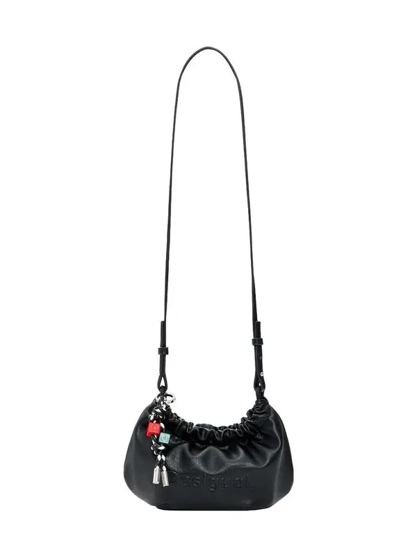 Desigual Logo Embossed Shoulder Bag - Black