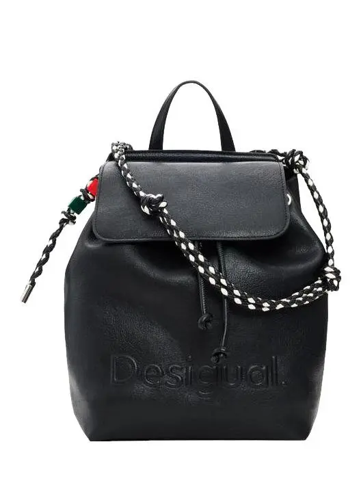 Desigual Mini Logo Embossed Convertible Backpack - Black