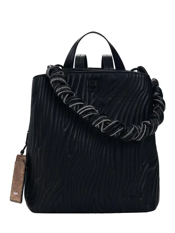 Desigual Mini Embroidered Convertible Backpack - Black