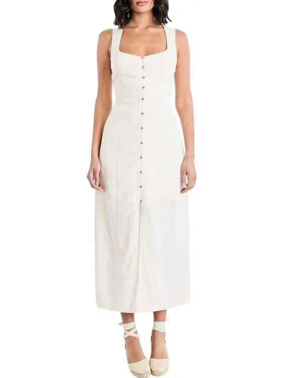 THE GOOD JOURNEY Sleeveless Linen Blend Maxi Dress - Birch
