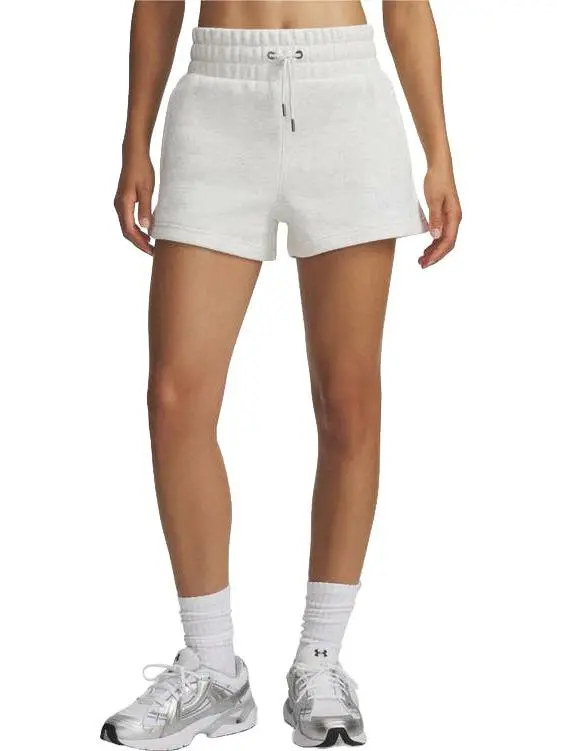Under Armour Icon Cotton Blend Fleece Drawstring Shorts - Gray Light Heather/white