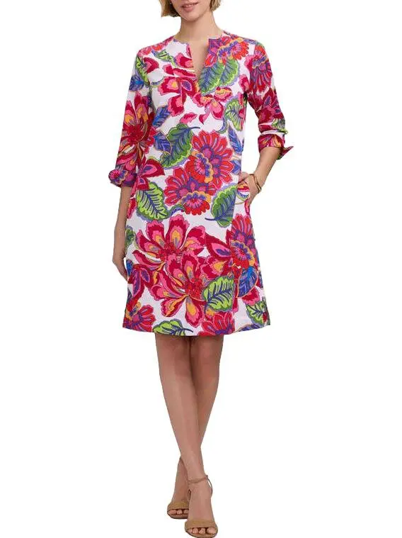 Foxcroft Printed Cotton Shift Dress - Pink/multi