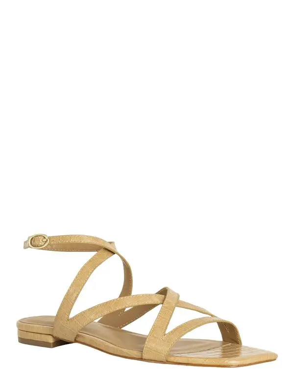 SHU SHOP Cecilia Ankle Strap Sandal - Camel Croco