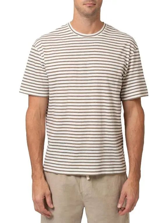 MAVI Stripe Cotton & Linen T-shirt - Brindle
