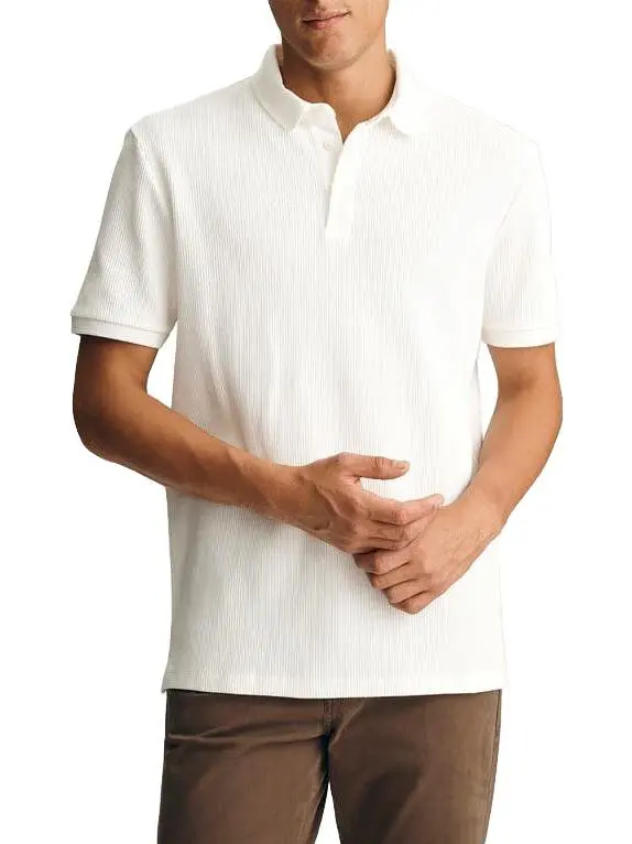 MAVI Waffle Knit Cotton Polo - Antique White