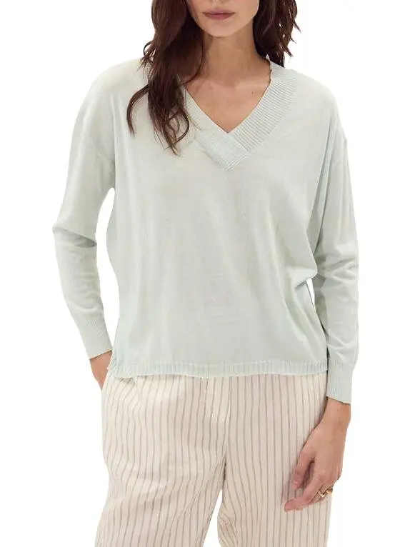 Deluc Drop Shoulder Cotton-blend Sweater - Light Blue