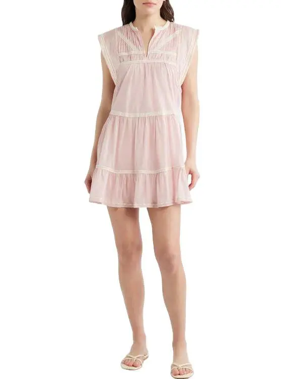 Deluc Onza Lace Trim Cotton Mini Dress - Pink