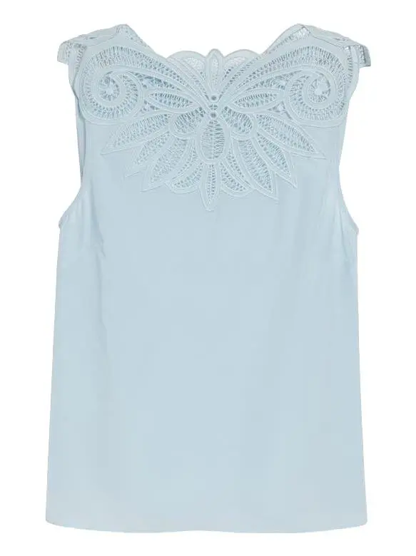 Ulla Johnson Rea Silk Embroidered Top - Adriatic