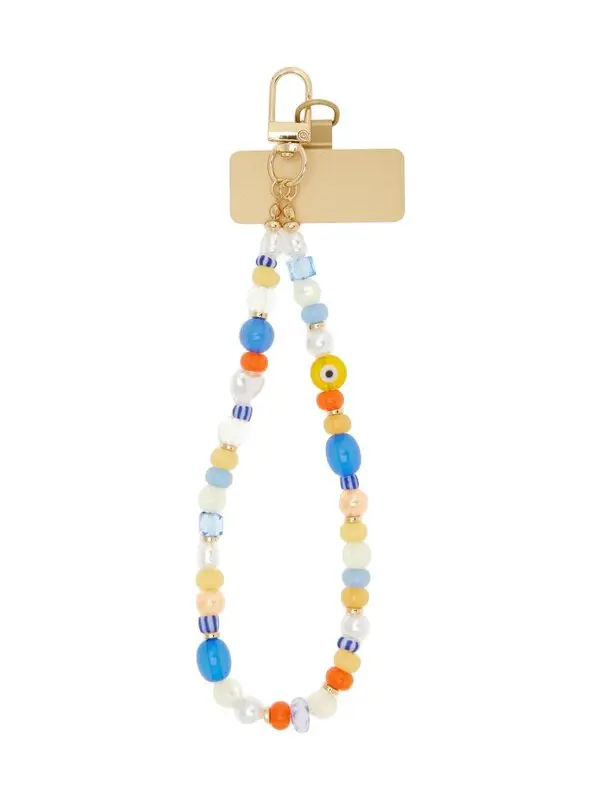Chelsea28 Beaded Phone Strap - White Multi- Gold