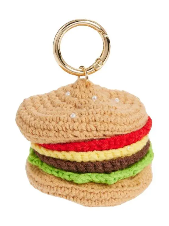 Chelsea28 Burger And Faux Pearl Bag Charm - Brown Multi- Gold