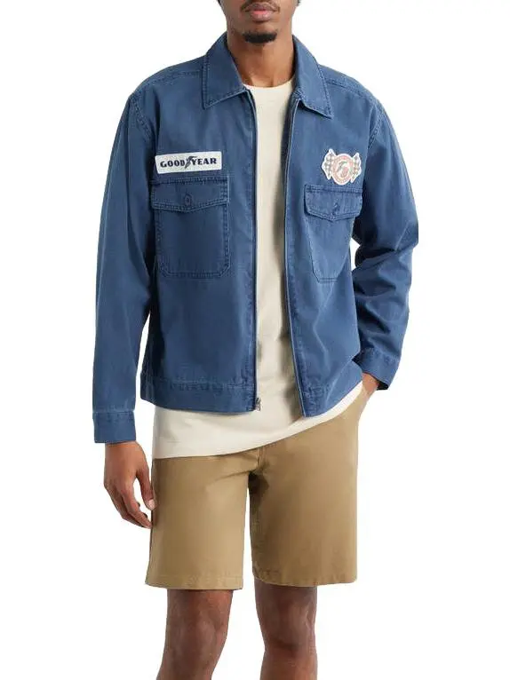 Brixton X Goodyear Patch Jacket - Washed Navy