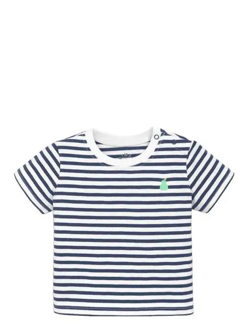 PRIMARY Striped Cotton Jersey Tee - Sunwashed Navy White Stripes