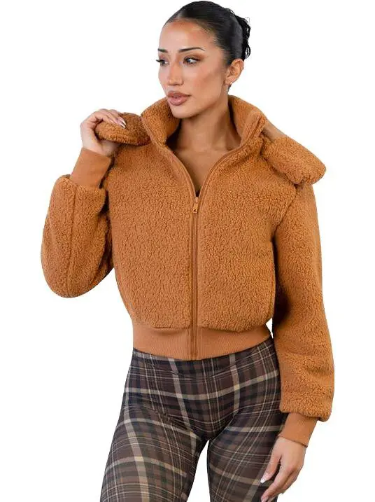 VITALITY Teddy Bomber Jacket - Caramel
