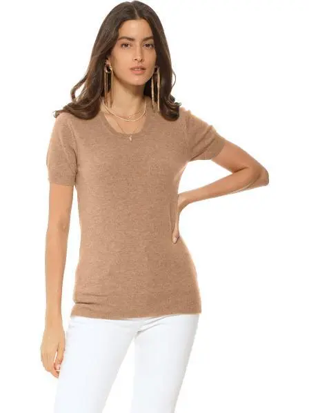 MONTICELLI CASHMERE Cashmere Knit Tee - Camel