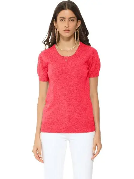MONTICELLI CASHMERE Cashmere Knit Tee - Coral Red