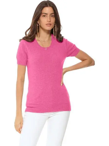 MONTICELLI CASHMERE Cashmere Knit Tee - Fuchsia