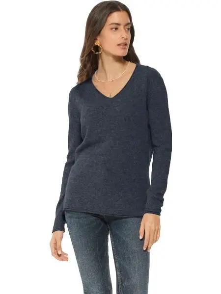 MONTICELLI CASHMERE Ultra-light Pure Cashmere V-neck Sweater - Charcoal