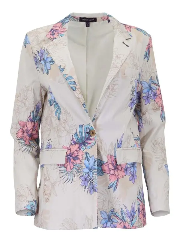 LORDS OF HARLECH Floral Tailored Blazer - Exotic Floral Neutral