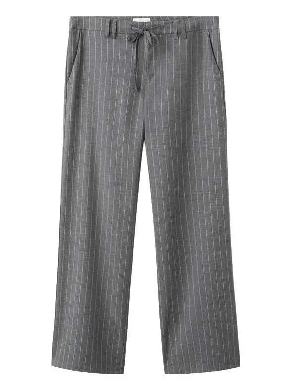 Mango Low Rise Stripe Suit Pants - Grey