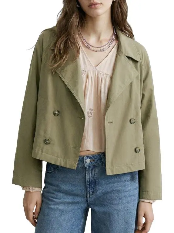 Mango Crop Trench Coat - Khaki Green