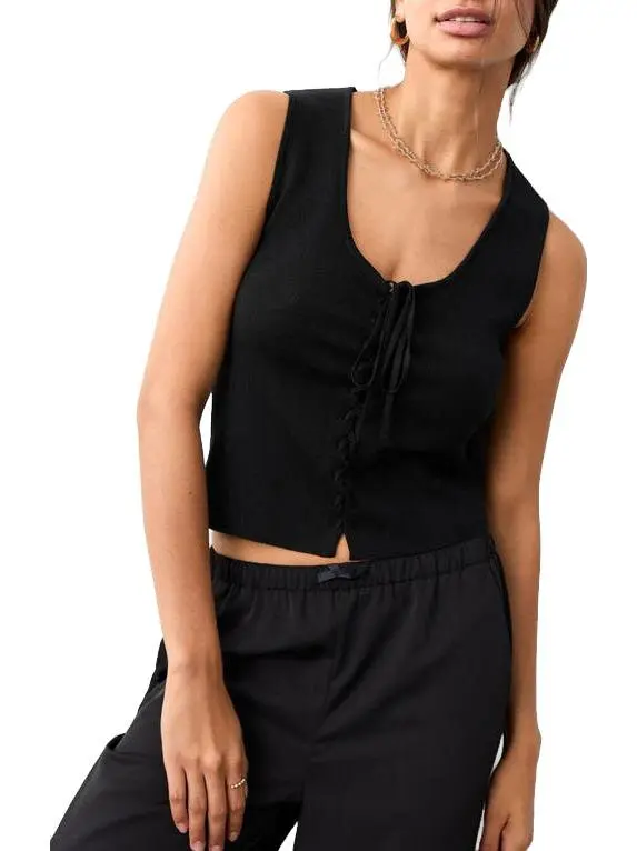 Mango Bow-front Sleeveless Top - Black