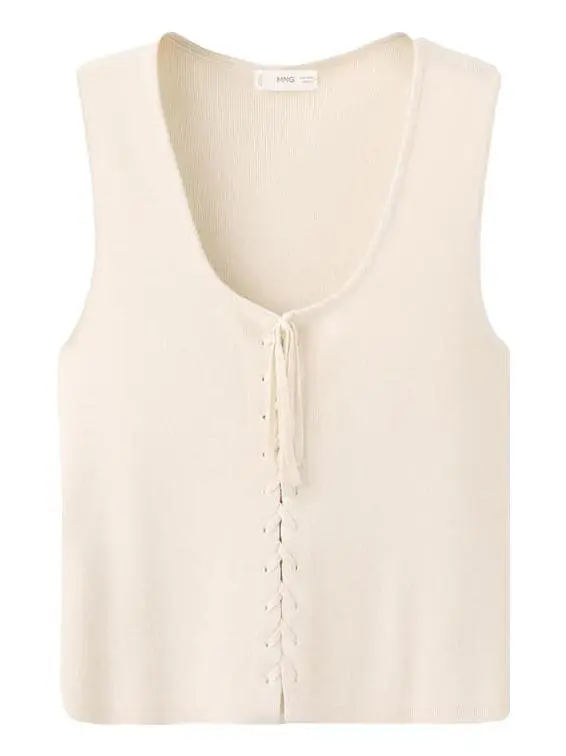 Mango Bow-front Sleeveless Top - Sand