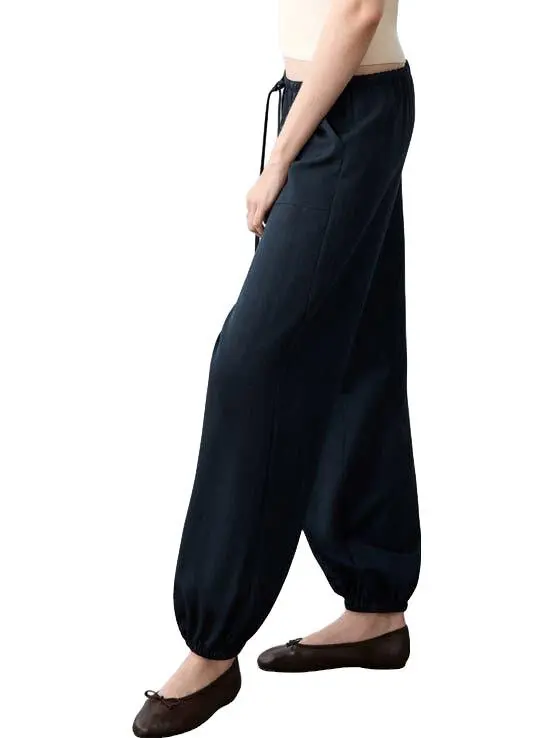 Mango Drawstring Balloon Pants - Navy