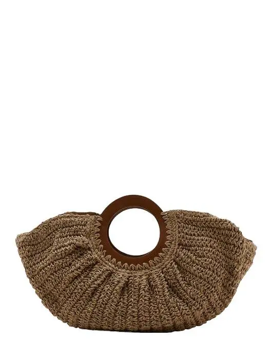 Mango Raffia Handbag - Brown