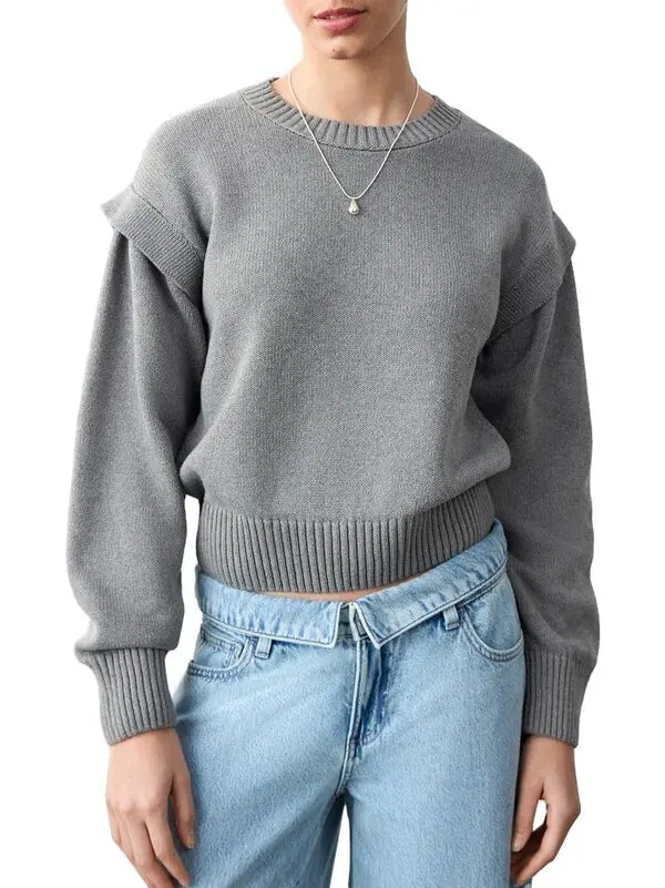 Mango Cotton-blend Crewneck Sweater - Grey
