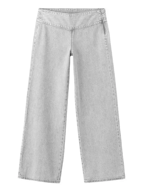 Mango Low Rise Wide Leg Jeans - Denim Grey