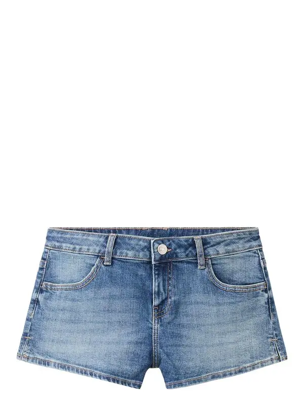 Mango Low Rise Denim Shorts - Medium Vintage Blue