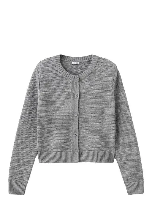 Mango Textured Knit Cardigan - Grey