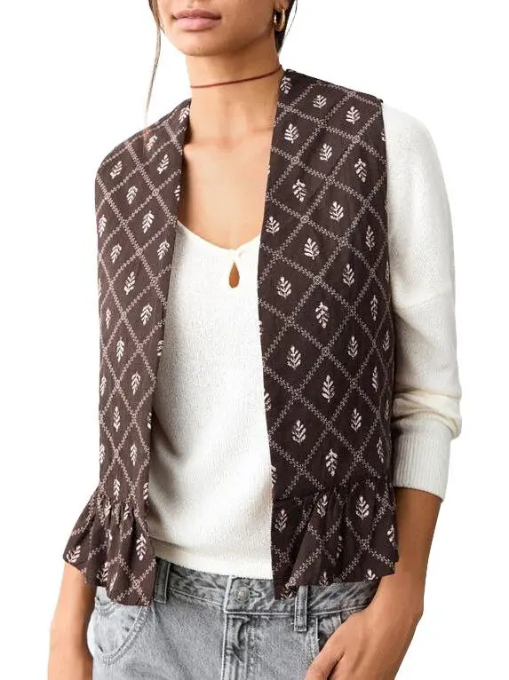 Mango Ruffle Hem Padded Vest - Brown