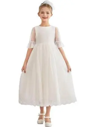 TULLEEN Montessa Formal Dress With Lace Trim - White