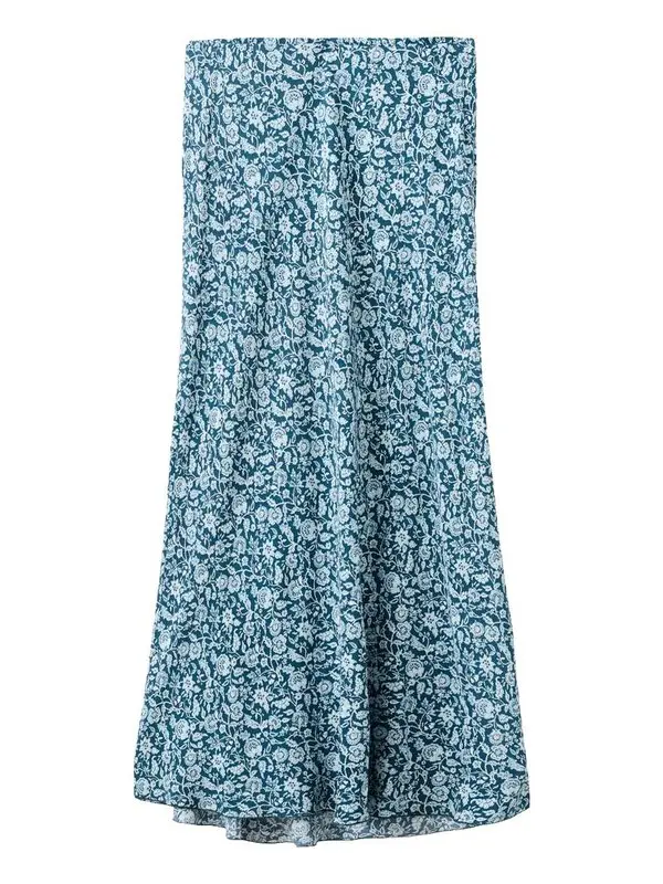 Mango Printed Maxi Skirt - Dark Blue