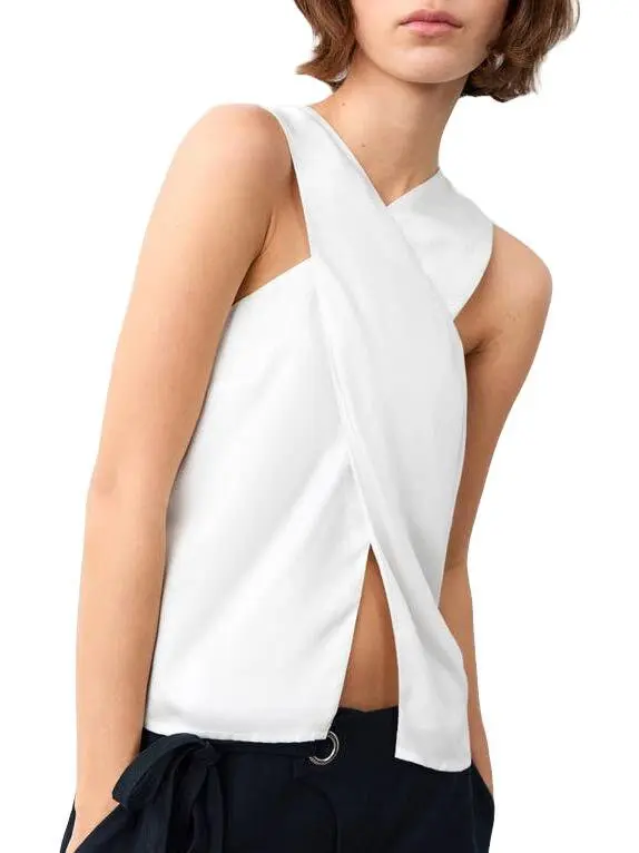 Mango Flowy Crossover Sleeveless Top - Off White