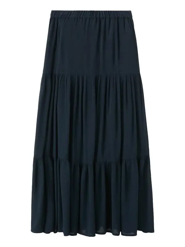 Mango Tiered Maxi Skirt - Navy