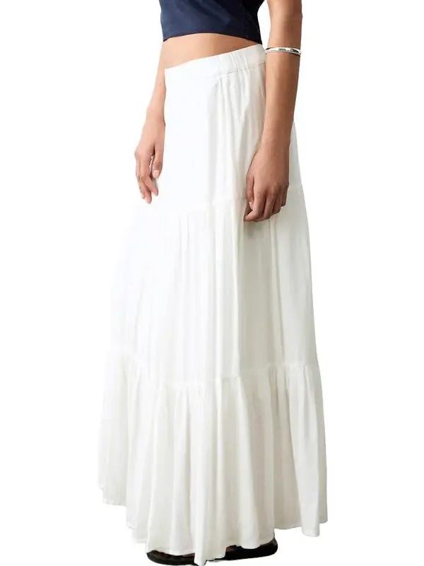 Mango Tiered Maxi Skirt - Off White