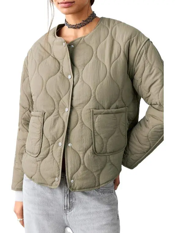 Mango Boxy Puffer Jacket - Khaki Green
